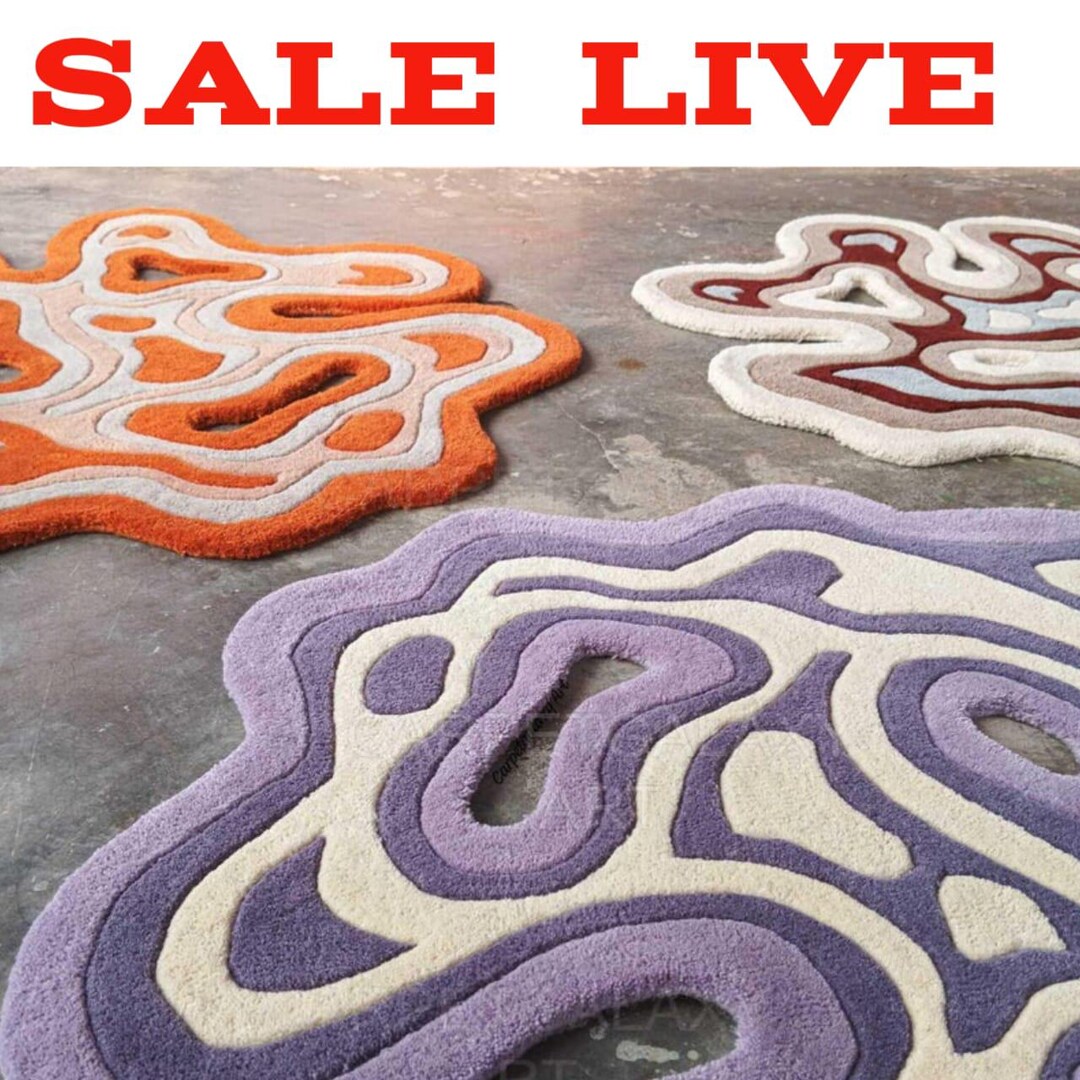Irregular Hand Tufted Pure Wool Rug Irregular Shaped Rug, Amoeba Rug ...
