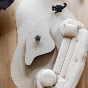 Oval Kidney Shaped Rug Hand-tufted 100% Wool Area Rug for Interior ...