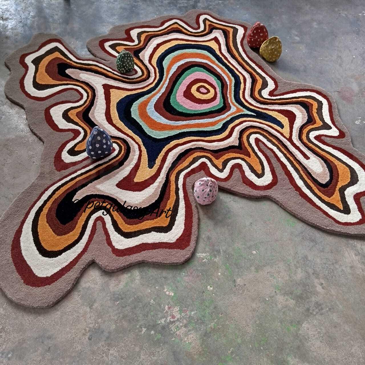 Irregular Shaped Rug the Rainbow Rug Hand-tufted 100% Pure Fine Wool ...