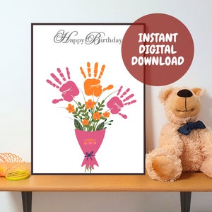 Happy Birthday Handprint Art, Handprint Keepsake, Custom Birthday ...