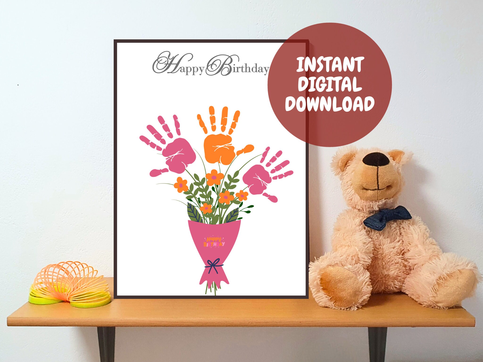 Happy Birthday Handprint Art, Handprint Keepsake, Custom Birthday ...