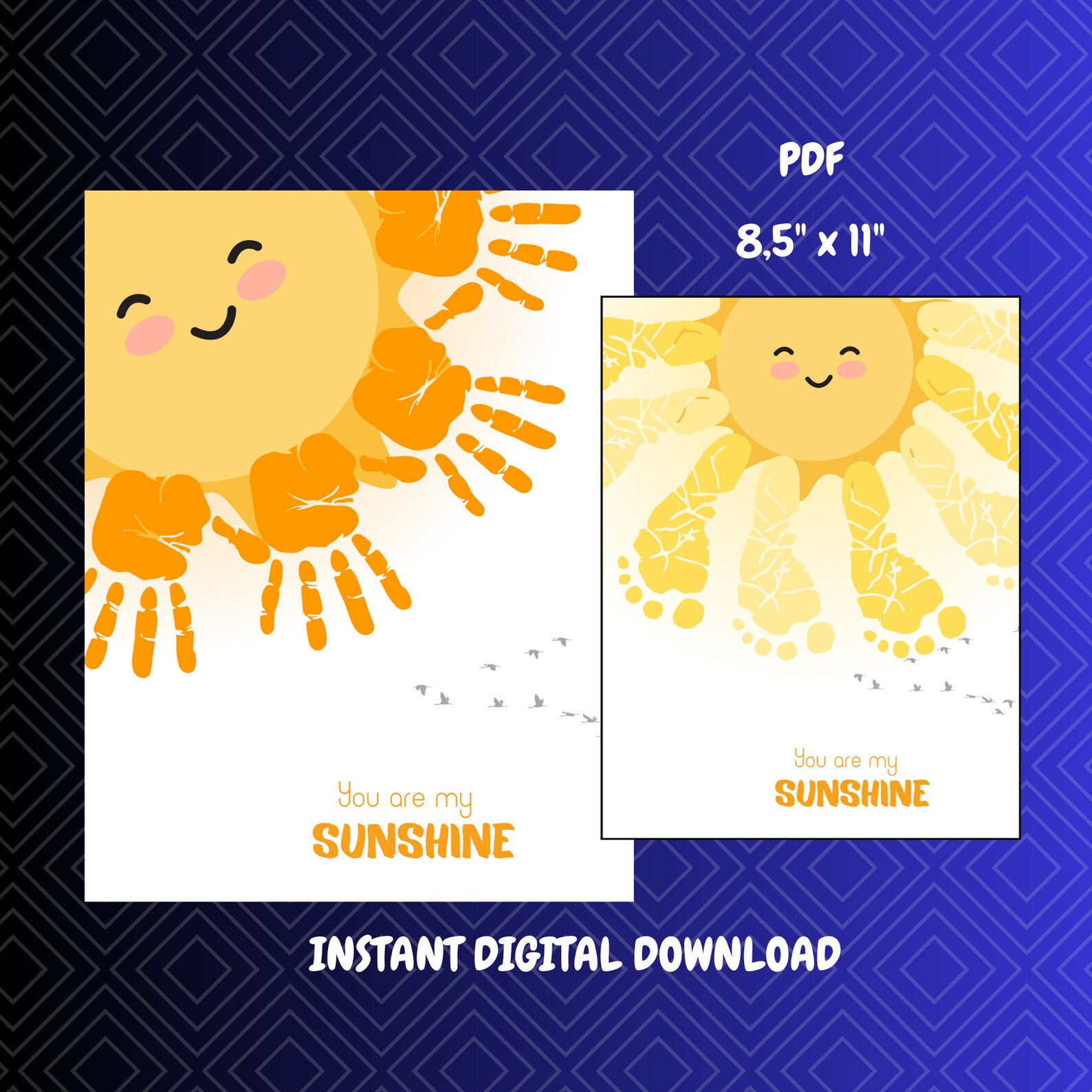 You Are My Sunshine Baby Footprint Handprint Art Print - Etsy