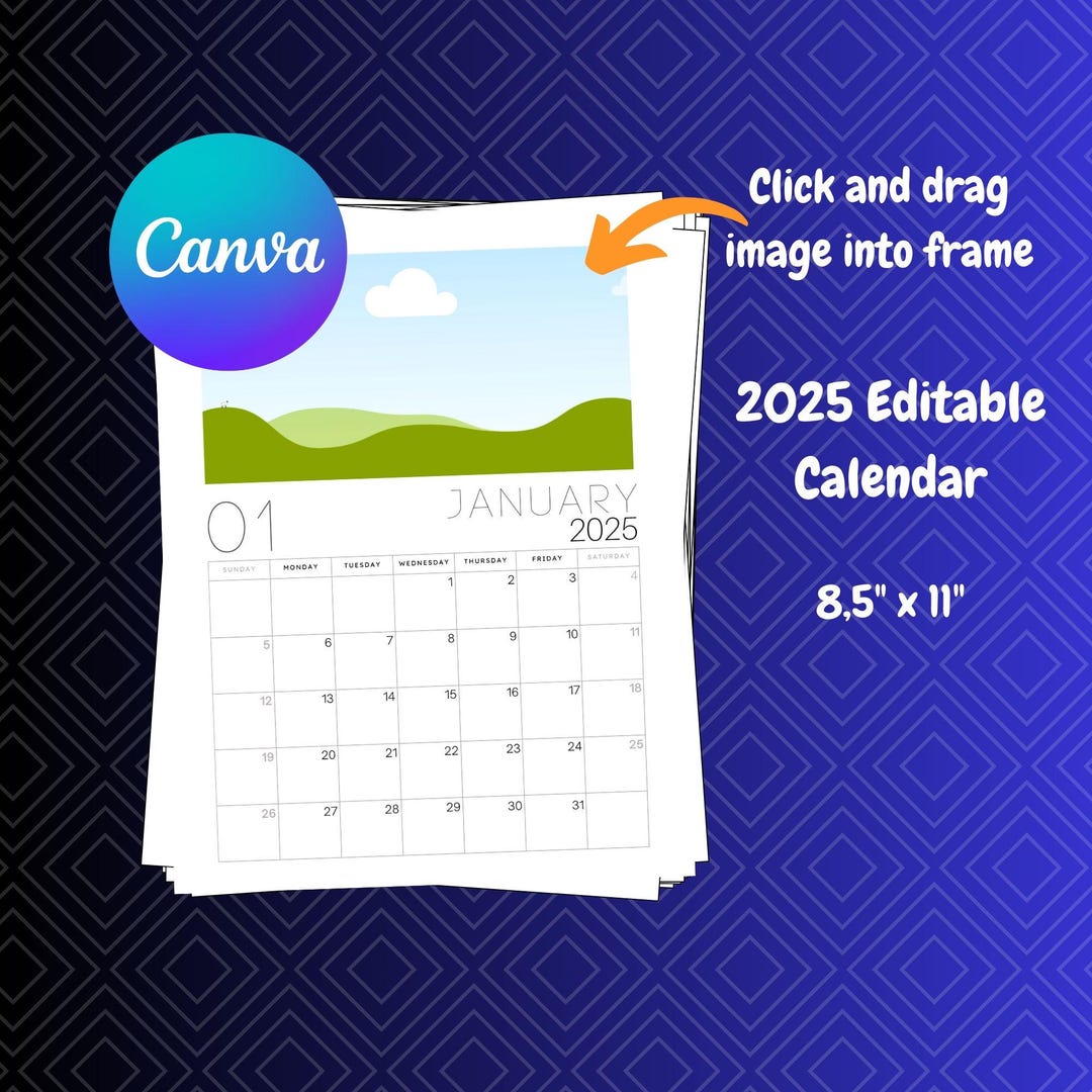 2025 Editable Calendar Canva Template - Etsy