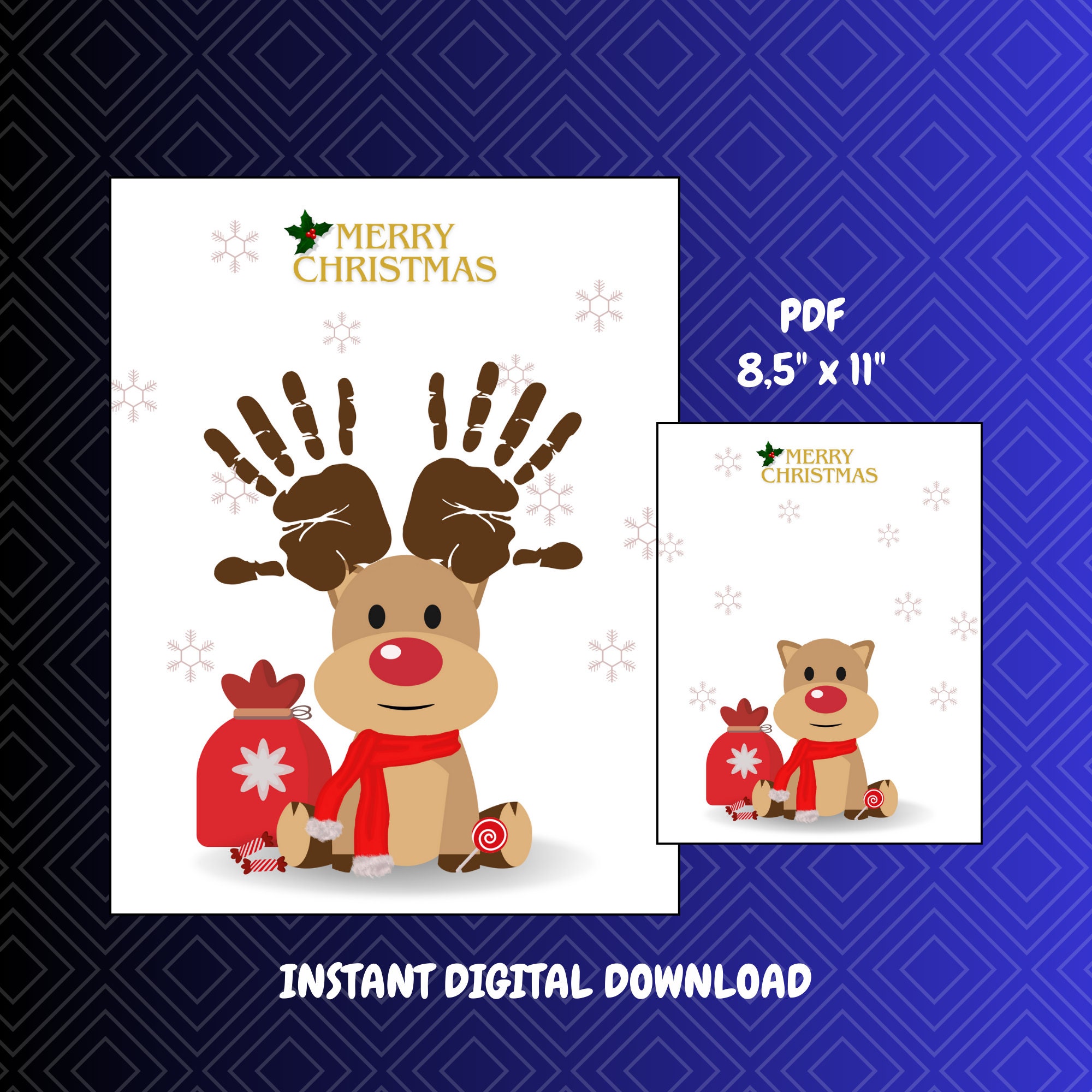 Christmas Handprint Art, Keepsake Handprint Artwork, Reindeer Craft for ...