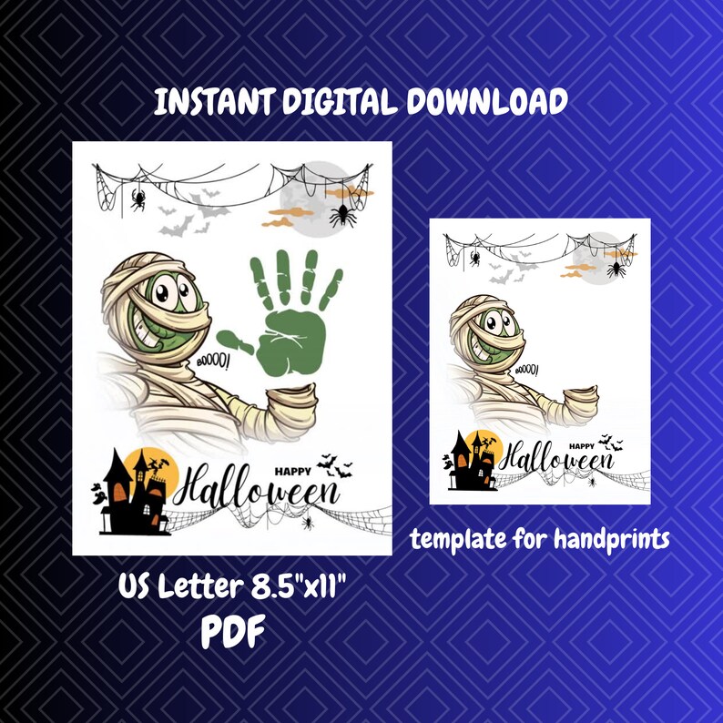Halloween Mummy Handprint Art Template – DIY Digital Download for Kids ...