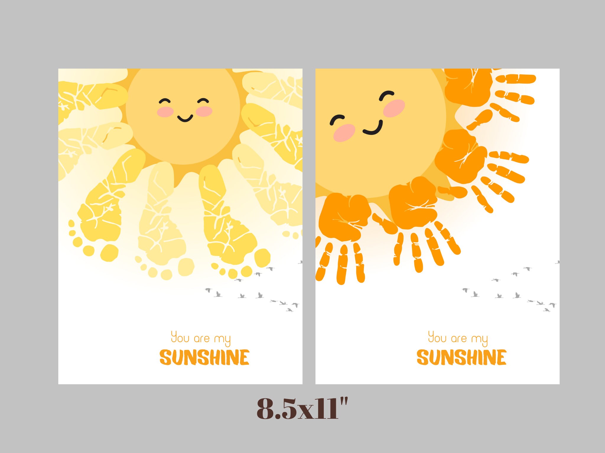 You Are My Sunshine Baby Footprint Handprint Art Print - Etsy
