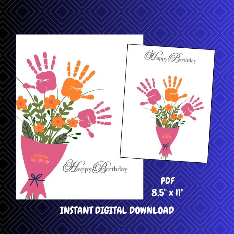 Happy Birthday Handprint Art, Handprint Keepsake, Custom Birthday ...