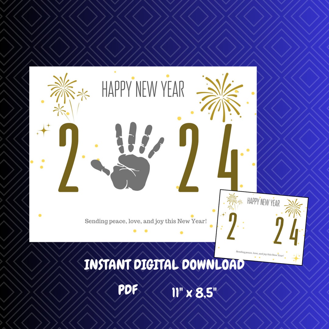 Happy New Year 2024, Handprint Art, Handprint Craft New Year, Memory ...