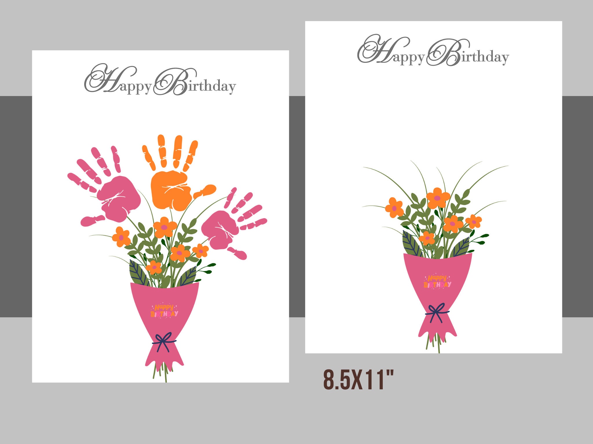 Happy Birthday Handprint Art, Handprint Keepsake, Custom Birthday ...