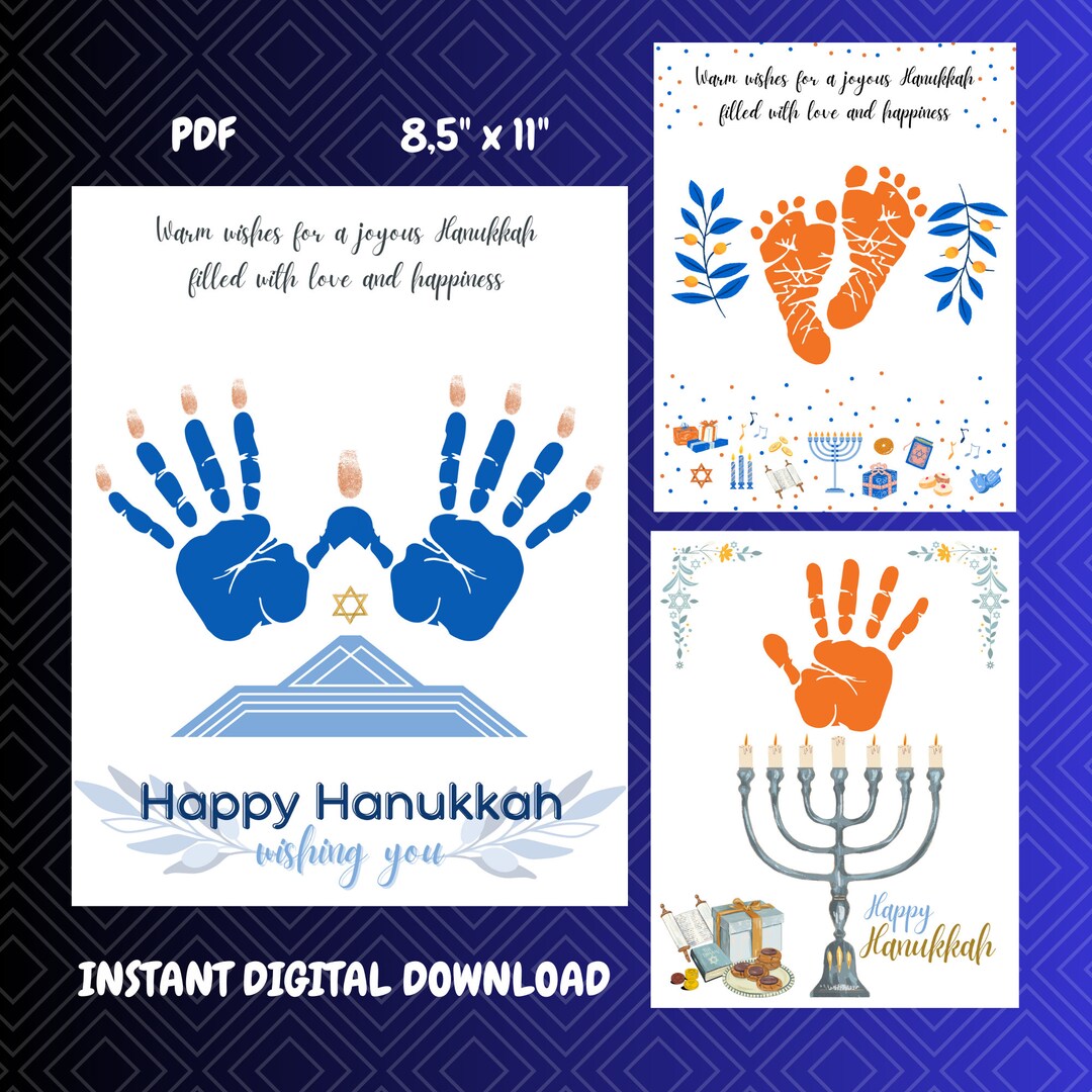 Hanukkah Chanukah Handprint Fingerprint Footprint, Baby Toddler Kids ...