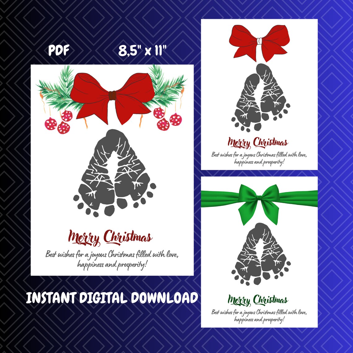 Christmas Bells Handprint Footprints, Baby Toddler Kids Art Crafts - Etsy