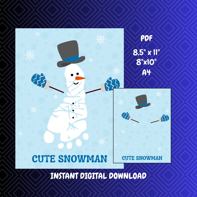 Cute Snowman Footprint, Christmas Toddler Footprint, Preschool Art - Etsy