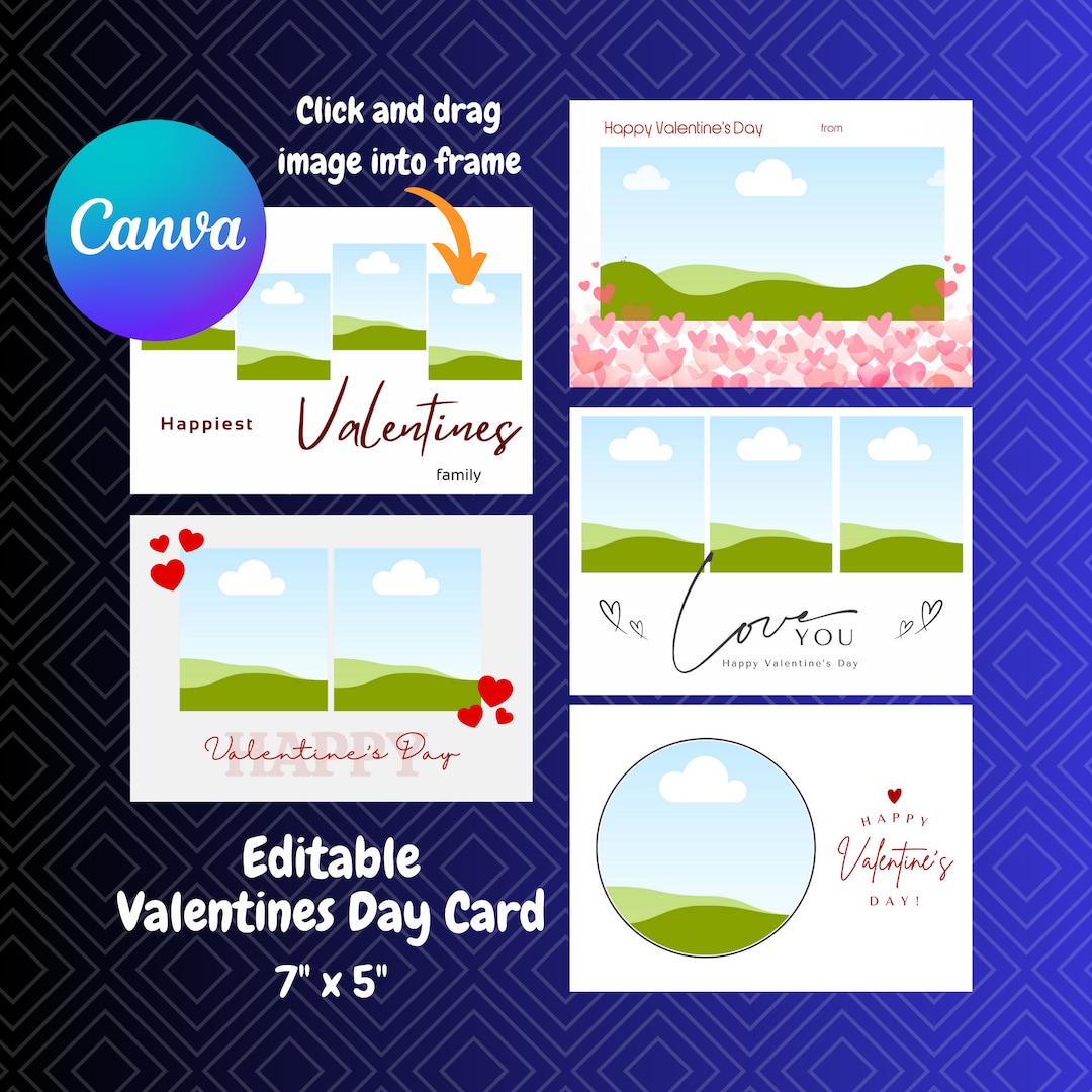 Canva Printable Editable Valentine's Day Card Templates, Family Update ...