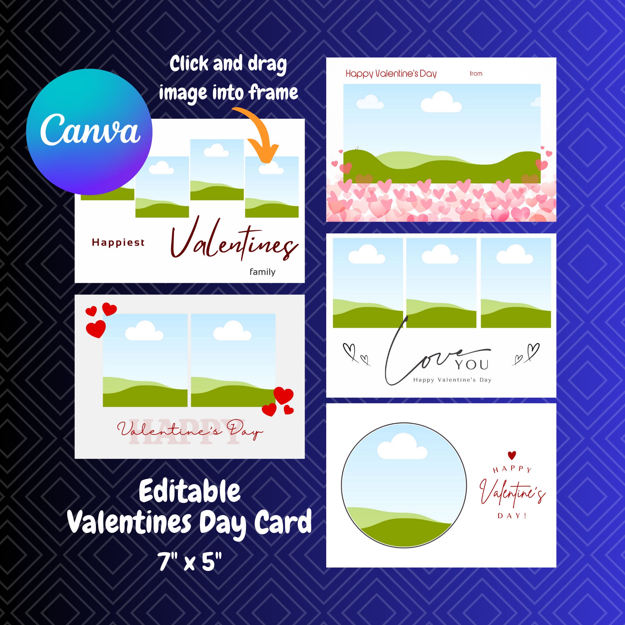 Canva Printable Editable Valentine's Day Card Templates, Family Update ...