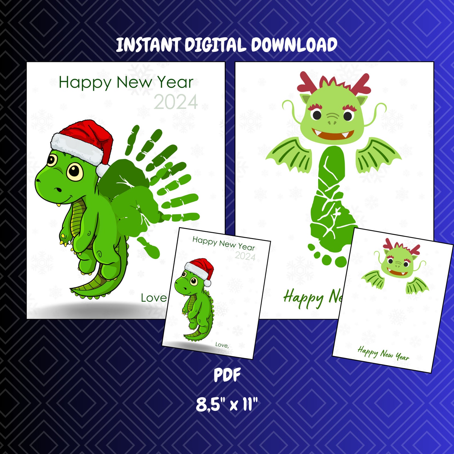 Dragon Year 2024 Handprint Footprint Art, Handprint Craft New Year ...