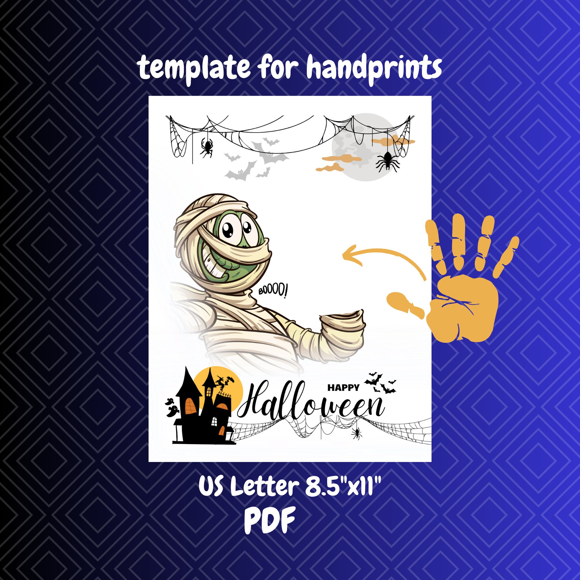 Halloween Mummy Handprint Art Template – DIY Digital Download for Kids ...