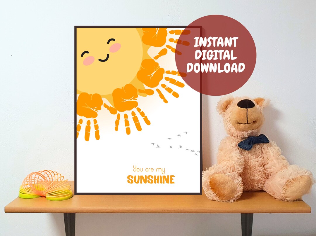You Are My Sunshine Baby Footprint Handprint Art Print - Etsy