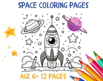 Space-themed Printable Coloring Pages 8.5 X 11 Instant PDF Download ...