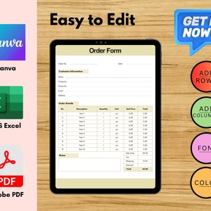 Customizable Order Form Template: Ideal for Business in Any Industry ...