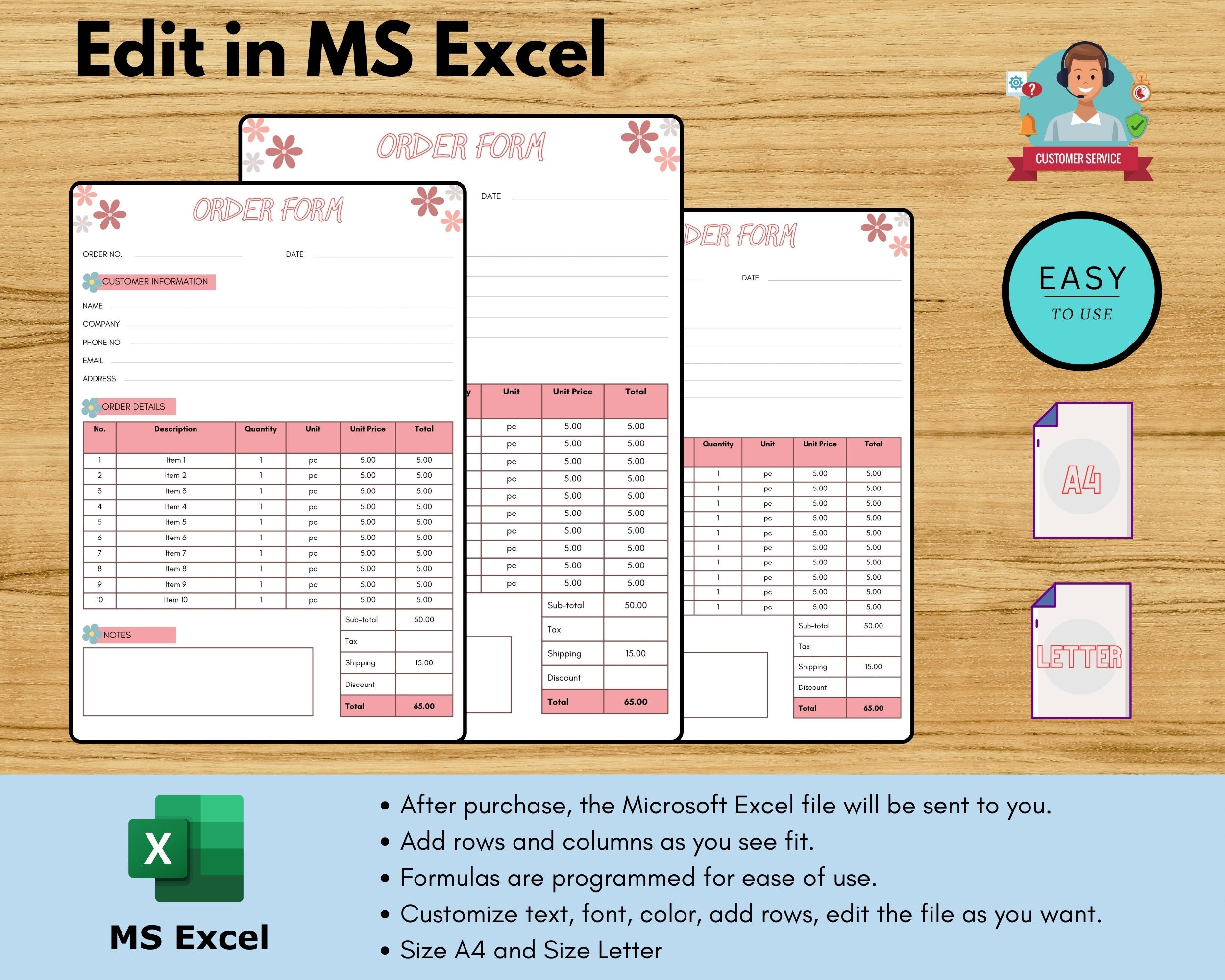 Printable Order Form for Aesthetic Crafts - Customize Order Form ...