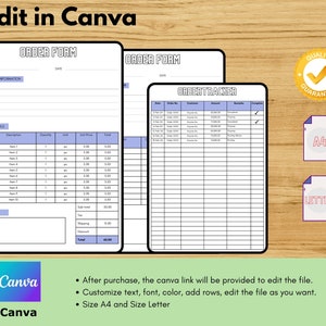 Editable Order Form Template: Picture Day Uniform Order Form, Order ...