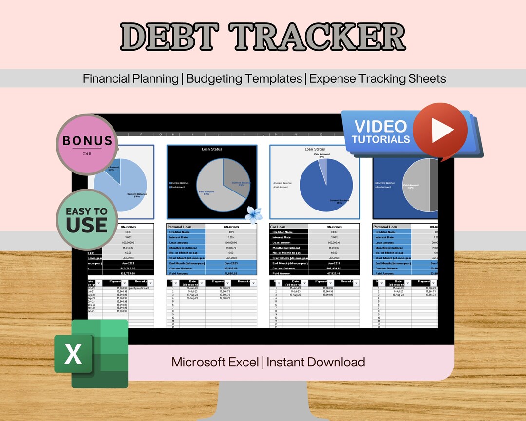 Debt Payoff Tracker, Debt Tracker Excel, Debt Snowball, Initiative ...
