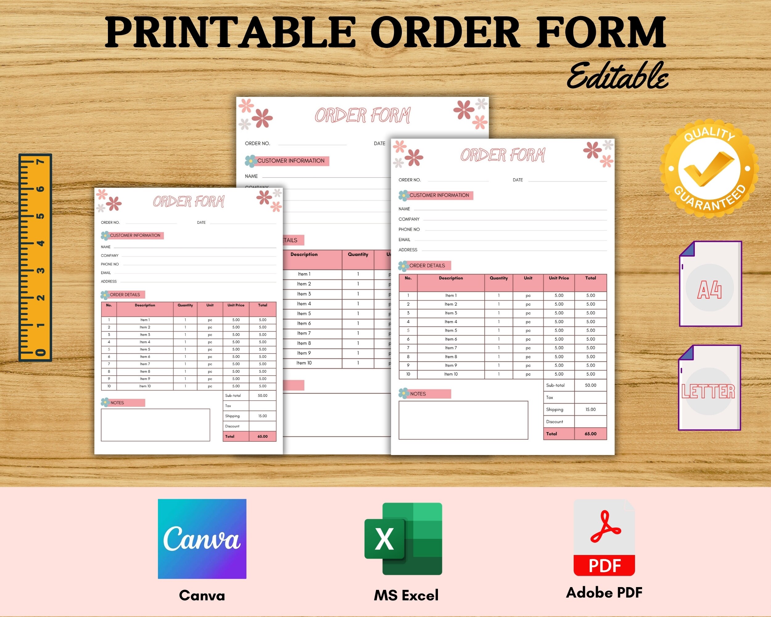 Printable Order Form for Aesthetic Crafts - Customize Order Form ...