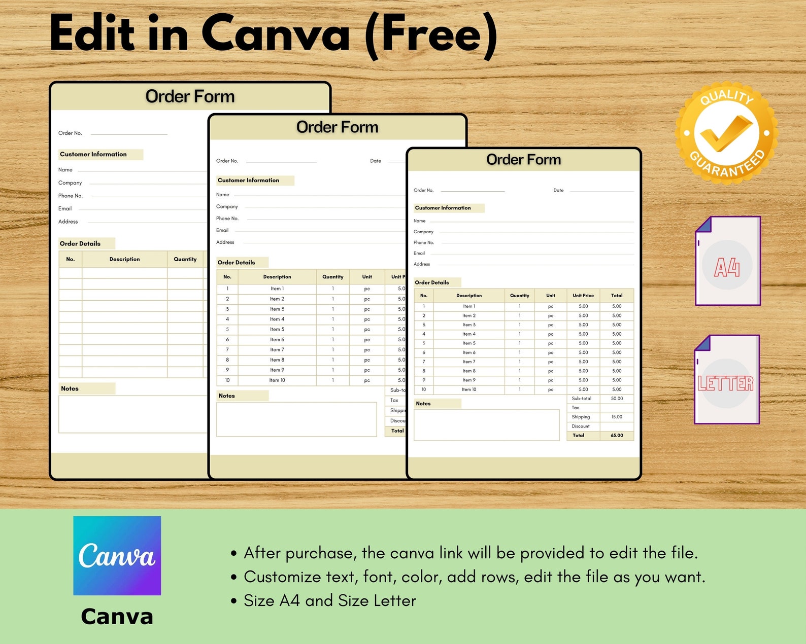 Customizable Order Form Template: Ideal for Business in Any Industry ...