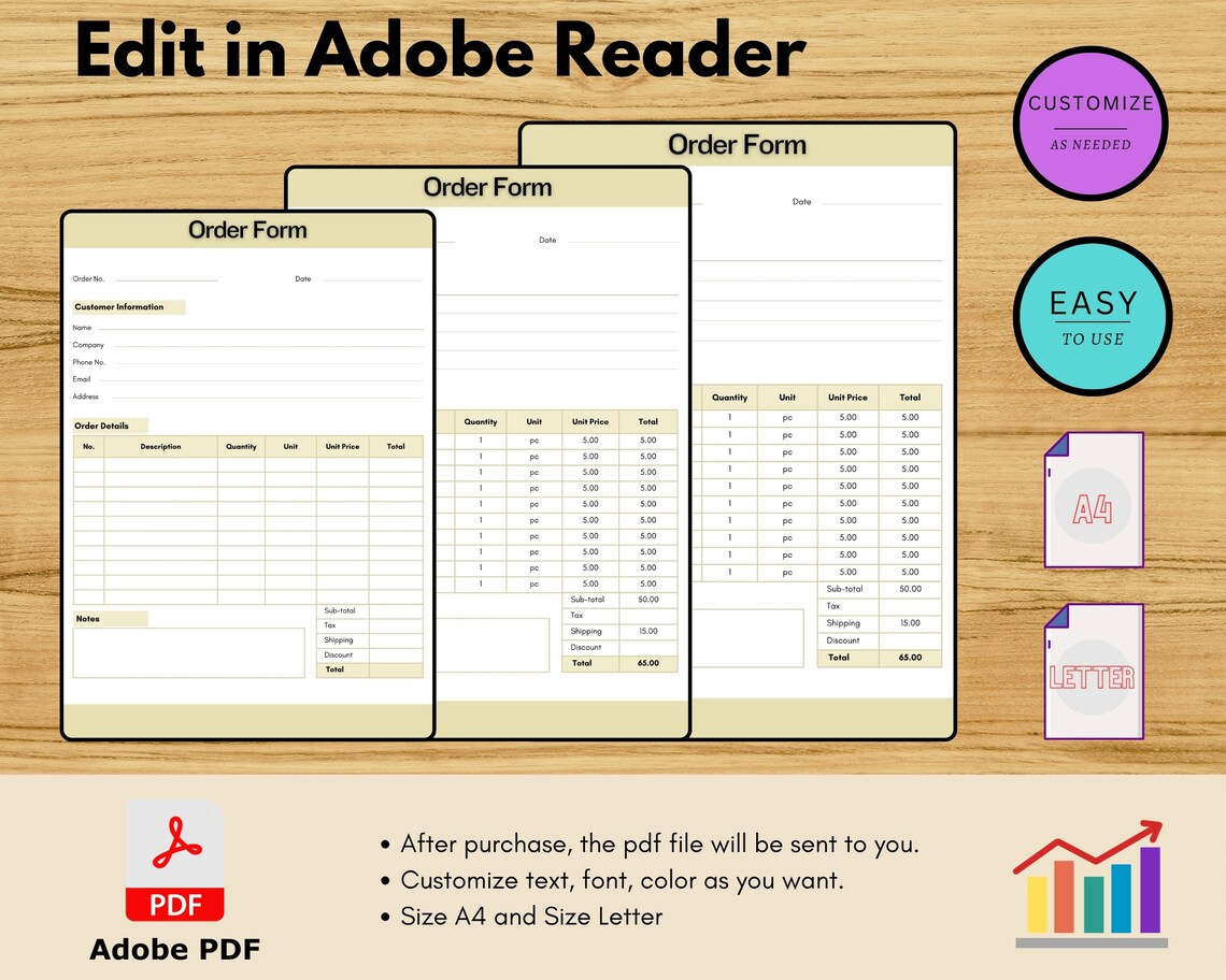 Customizable Order Form Template: Ideal for Business in Any Industry, Editable in Canva, Excel ...