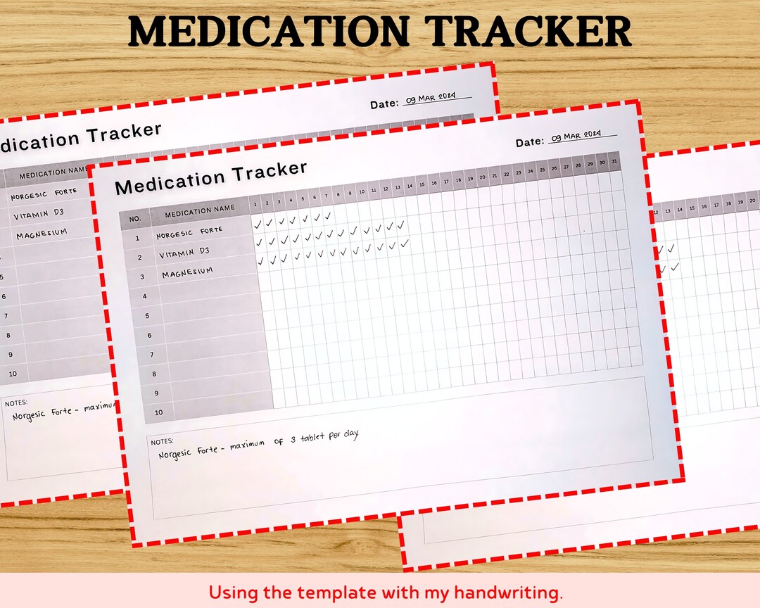 Minimalist Printable Medication Check Log - Daily Pill Organizer and ...