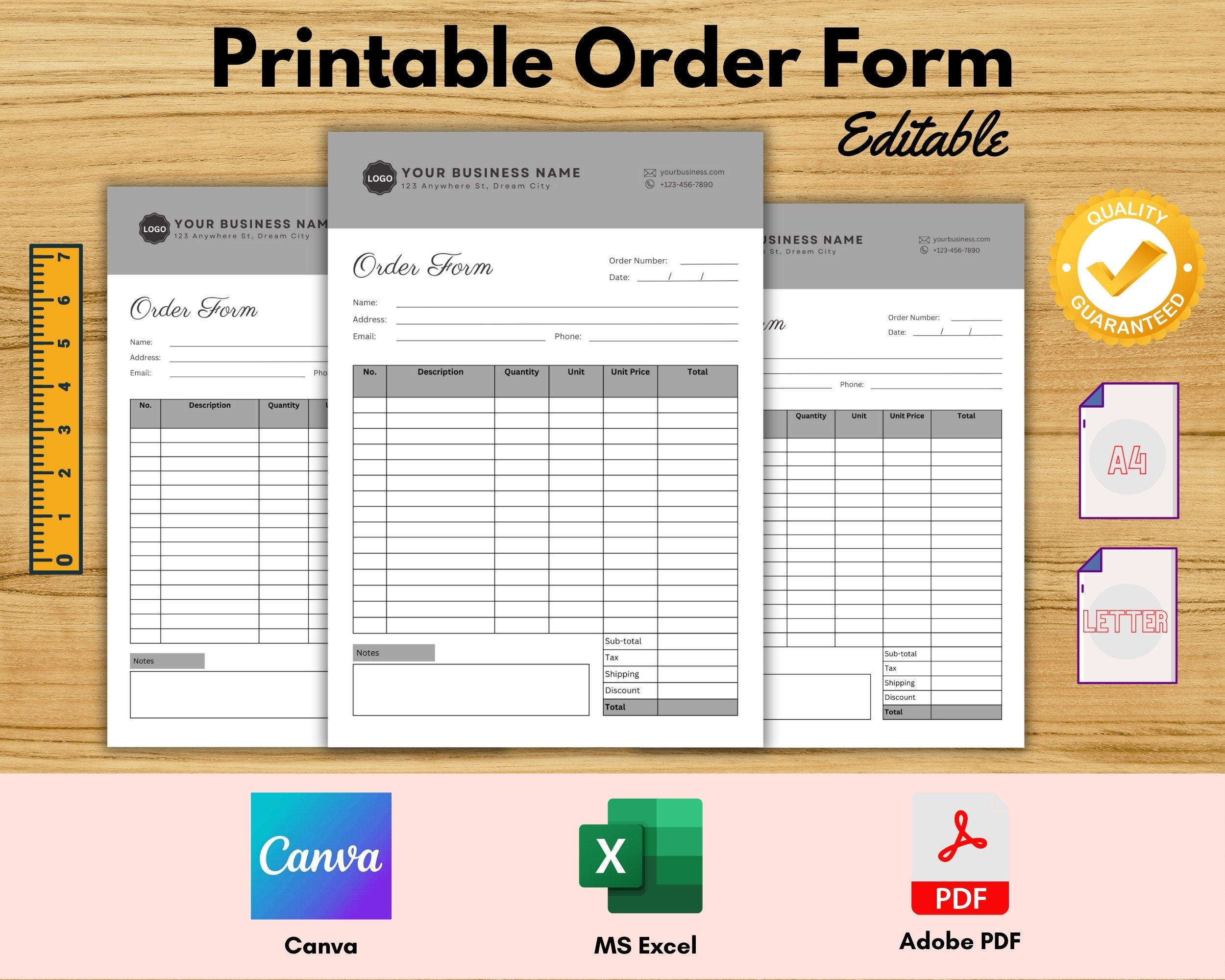 Customizable Order Form Template: Ideal for Business in Any Industry ...