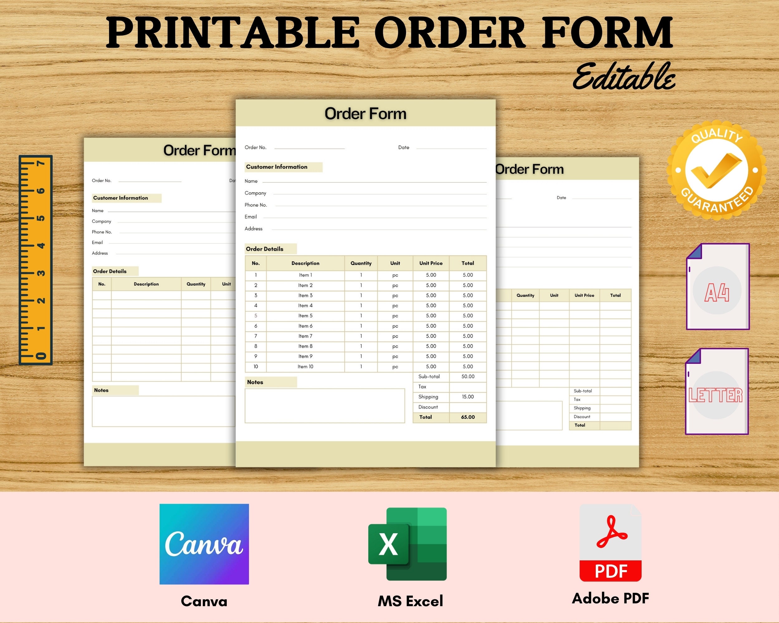 Customizable Order Form Template: Ideal for Business in Any Industry ...