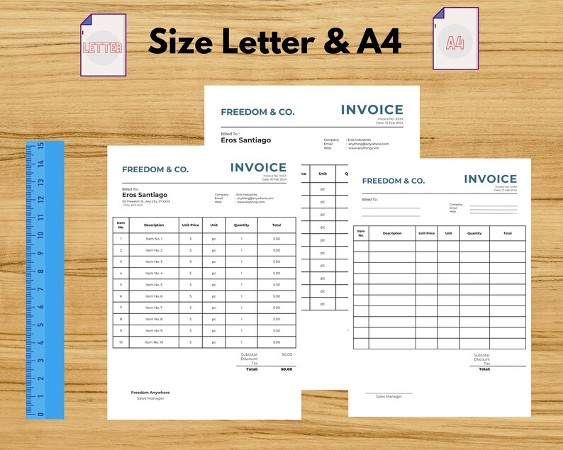 Editable Business Invoice Template, Custom Printable Invoice, Service ...