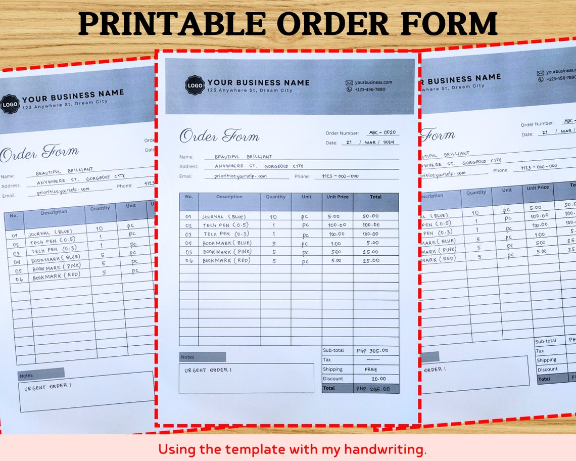 Customizable Order Form Template: Ideal for Business in Any Industry ...