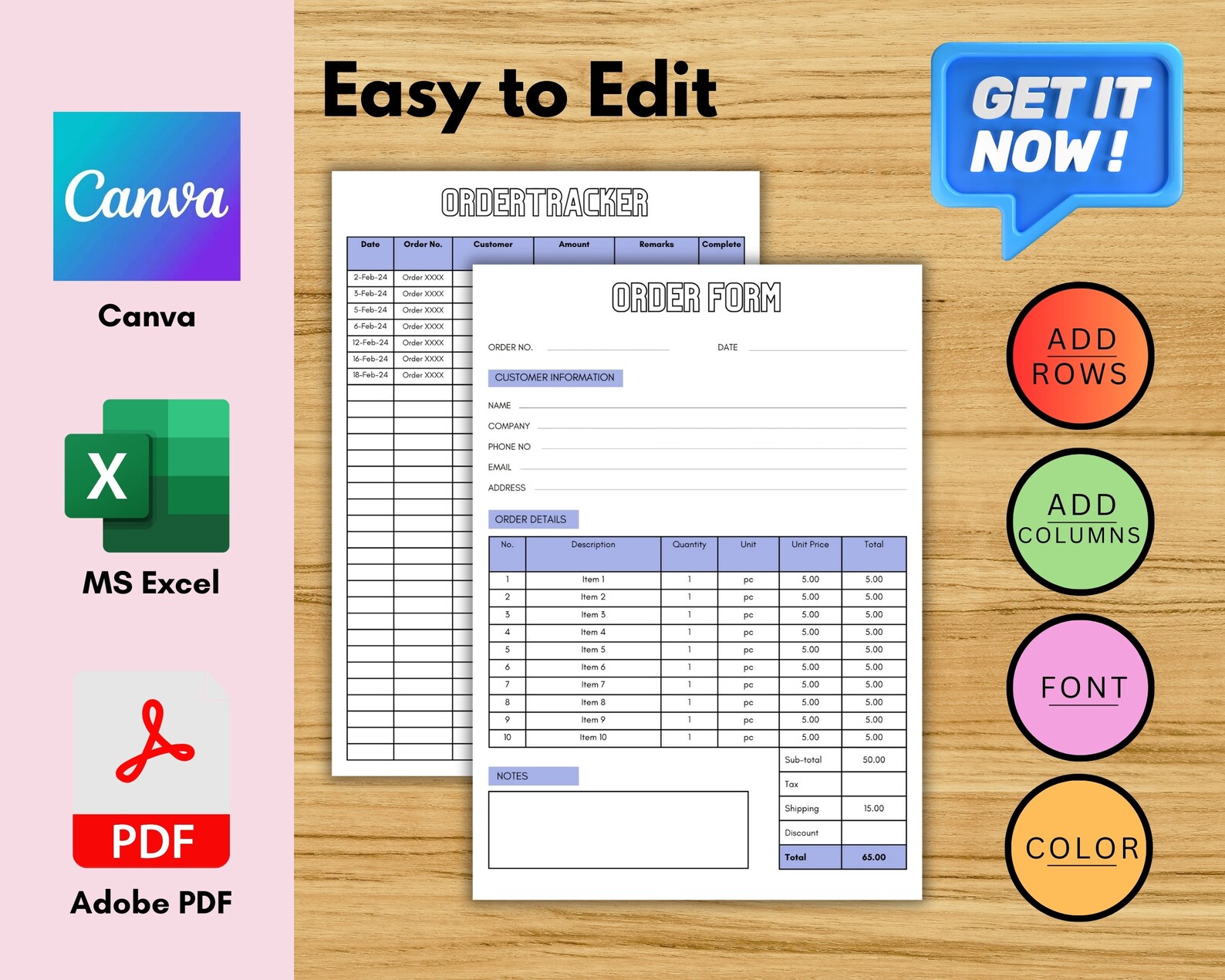 Editable Order Form Template: Picture Day Uniform Order Form, Order Tracker, Sublimation Tumbler ...