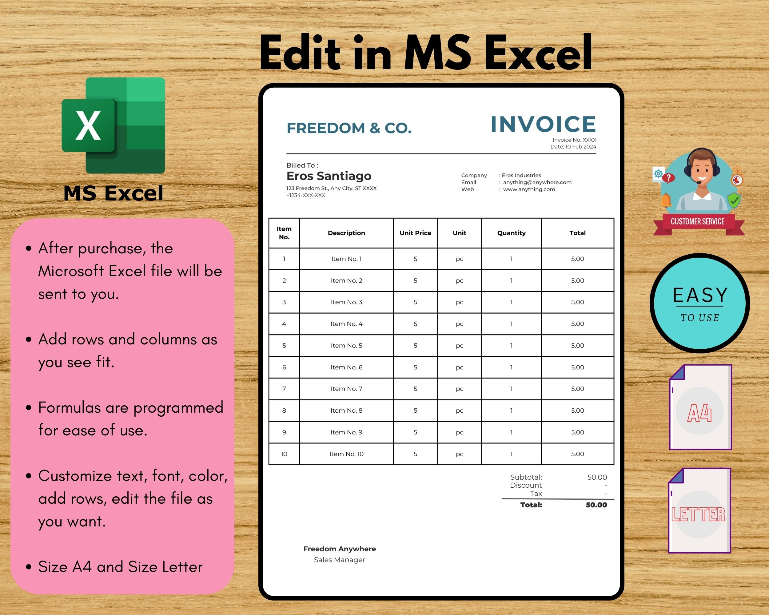 Business Invoice, Invoice Template, Custom Invoice Form, Printable ...
