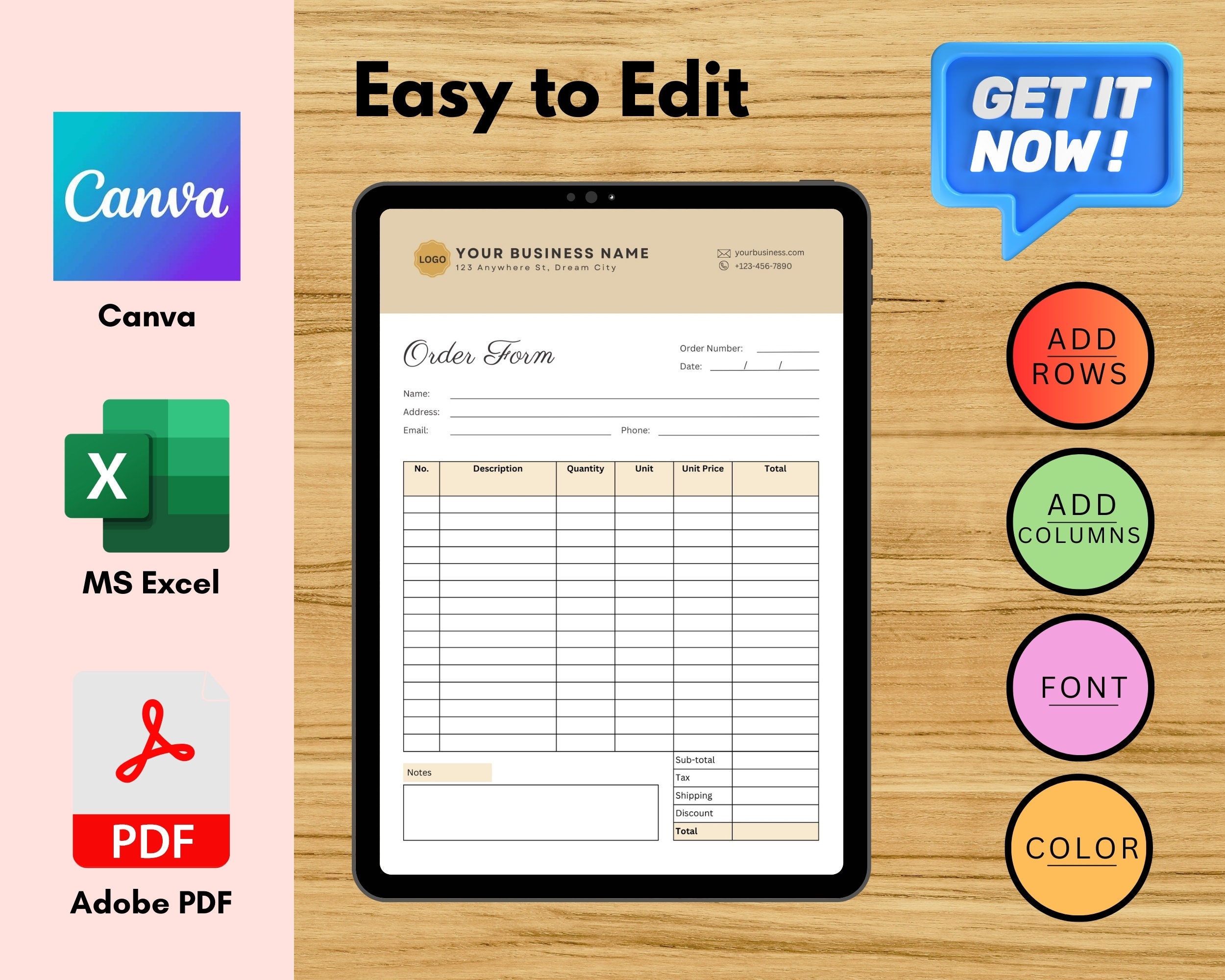 Streamlined Order Form Template: Easily Monitor Business Orders for ...