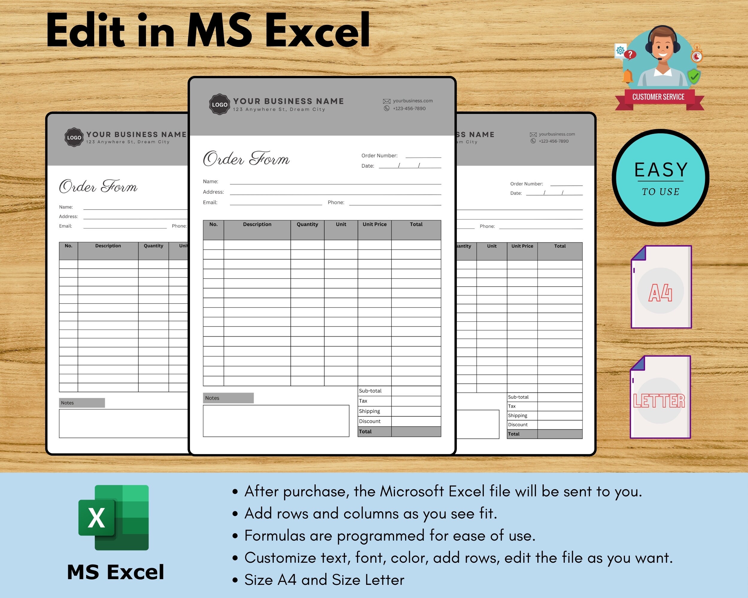 Customizable Order Form Template: Ideal for Business in Any Industry ...