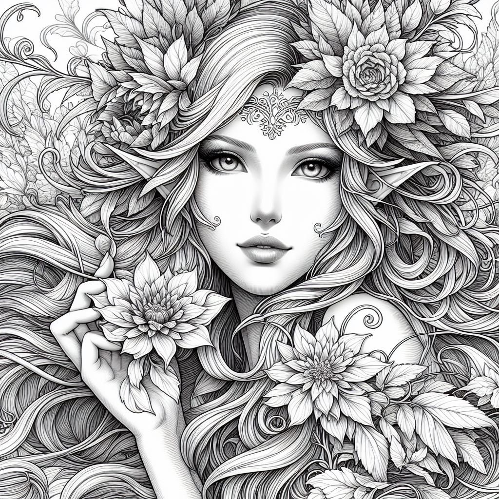 107 Beautiful Mythical Women in Coloring Pages Printable Adult Coloring ...