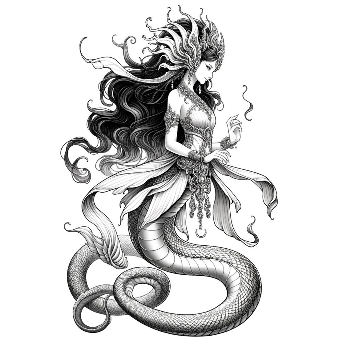 107 Beautiful Mythical Women in Coloring Pages Printable Adult Coloring ...