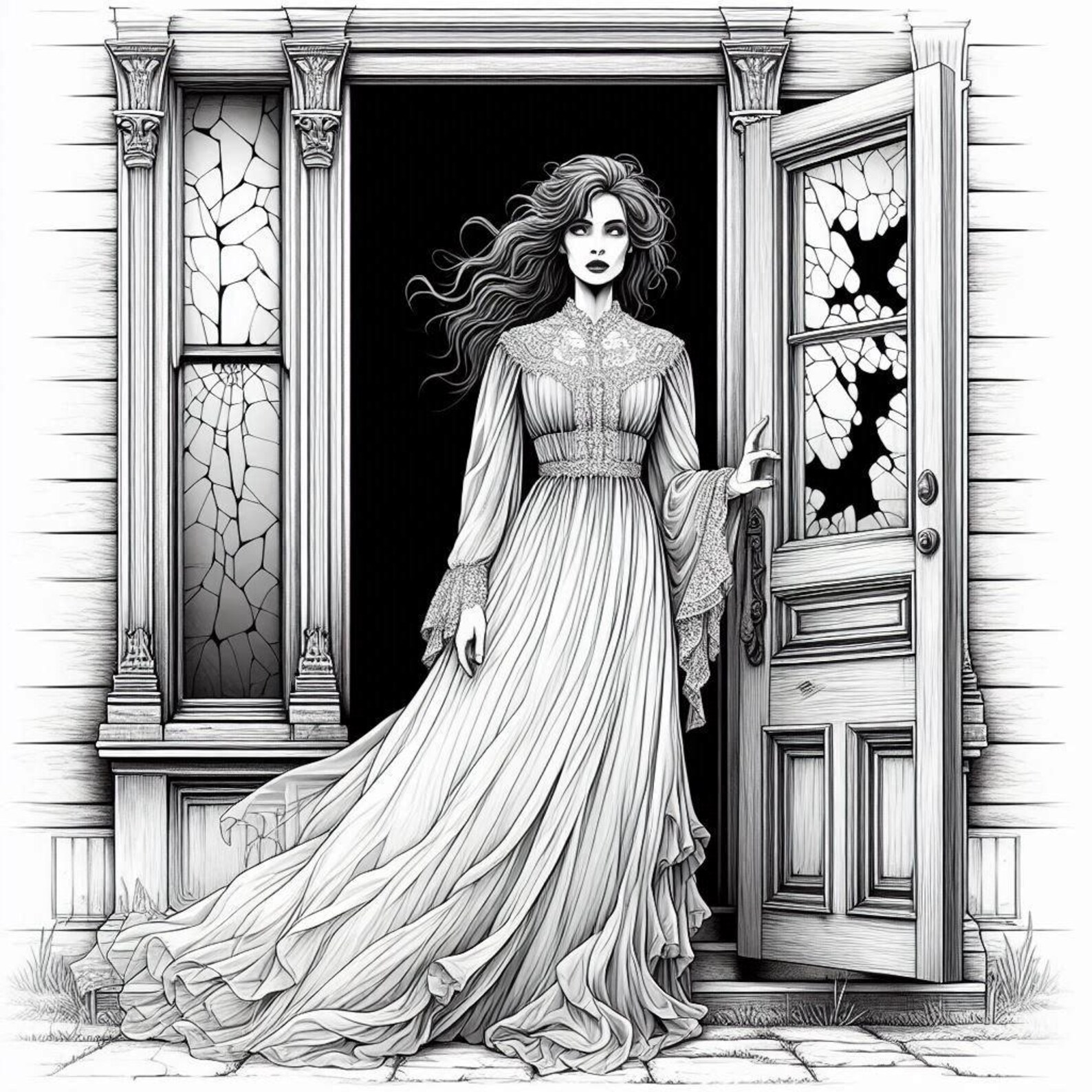 66 Haunted Visions Halloween Coloring Pages | Printable Adult Coloring ...