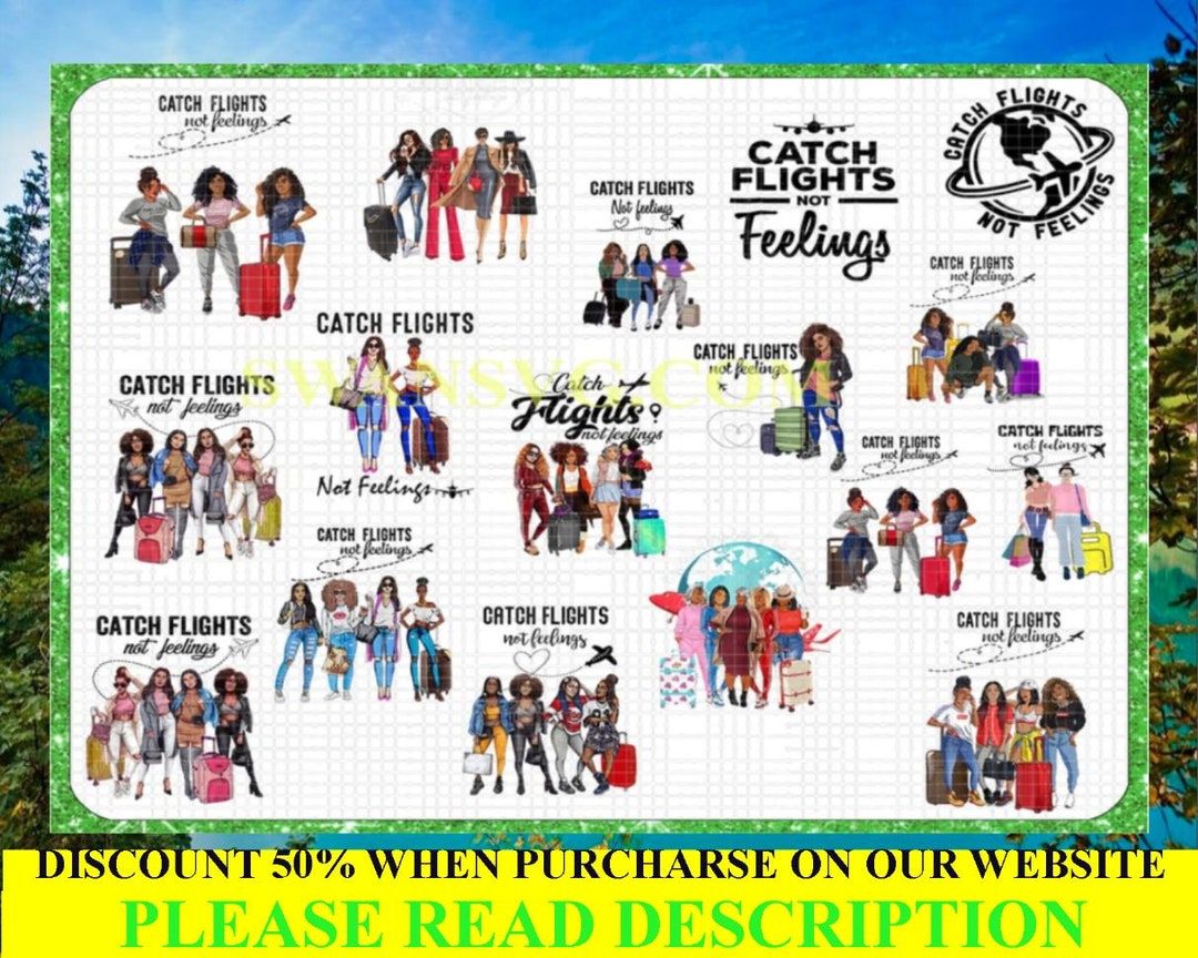Afro Girl Catch Flights Png , Black Women Strong PNG, Girls Trip, Black ...
