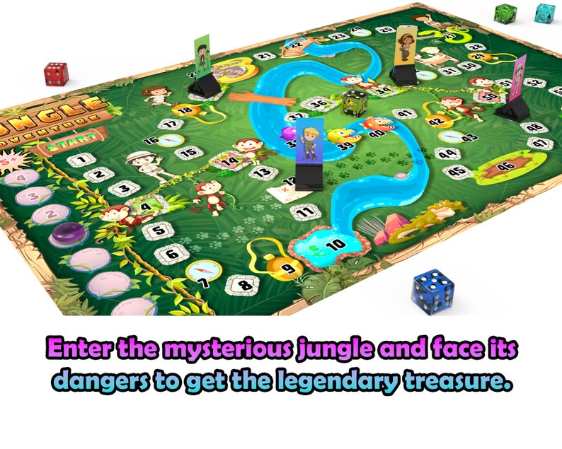 Jungle Board Game, Jungle Adventure Printable Board Game, Cooperative ...