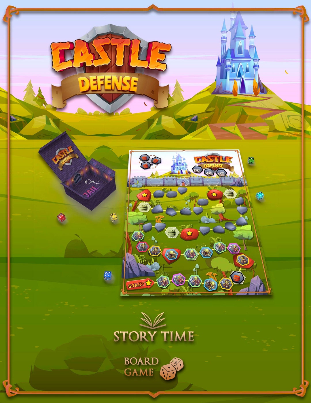 Castle Defense Board game, Goblin Attack Dice Game, Tower Defense Dice ...