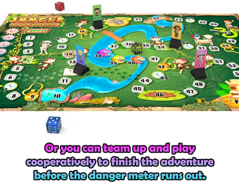 Jungle Board Game, Jungle Adventure Printable Board Game, Cooperative ...