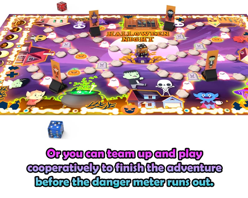 Halloween Board Game, Halloween Night Printable Board Game, Cooperative ...