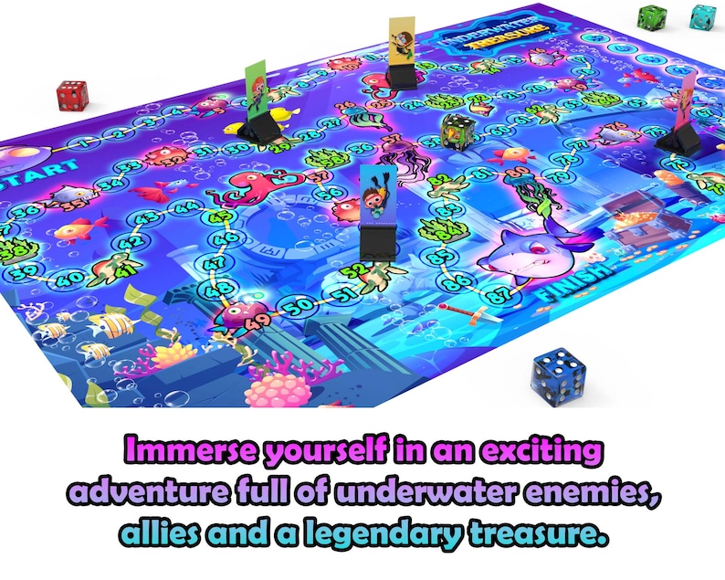 Underwater Board Game, Ocean Printable Board Game, Cooperative Board ...