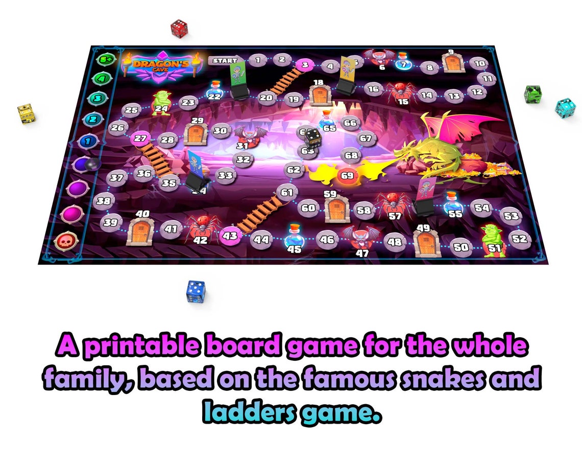 Dragon Board Game, Dragons Printable Board Game, Cooperative Board Game ...