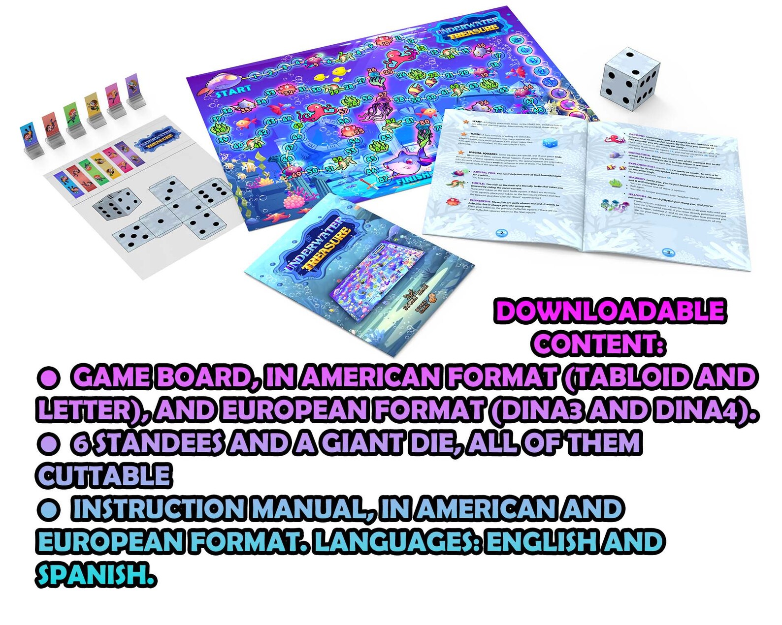 Underwater Board Game, Ocean Printable Board Game, Cooperative Board ...