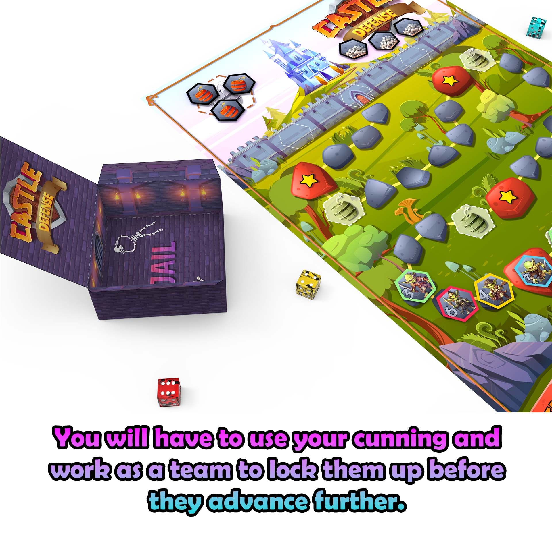 Castle Defense Board game, Goblin Attack Dice Game, Tower Defense Dice ...